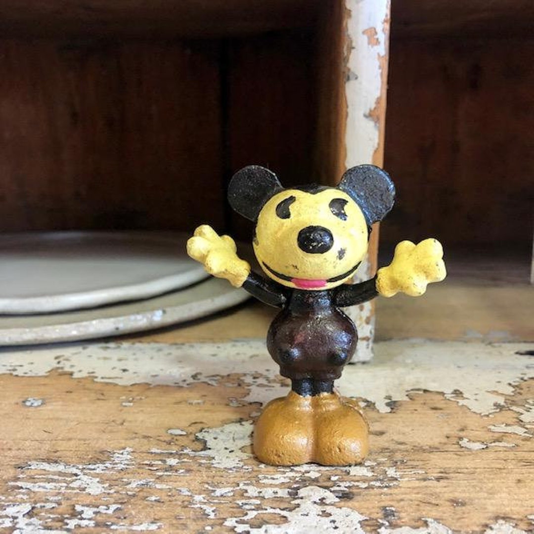 Vintage Disney Mickey Mouse Cast Iron Statue - Etsy