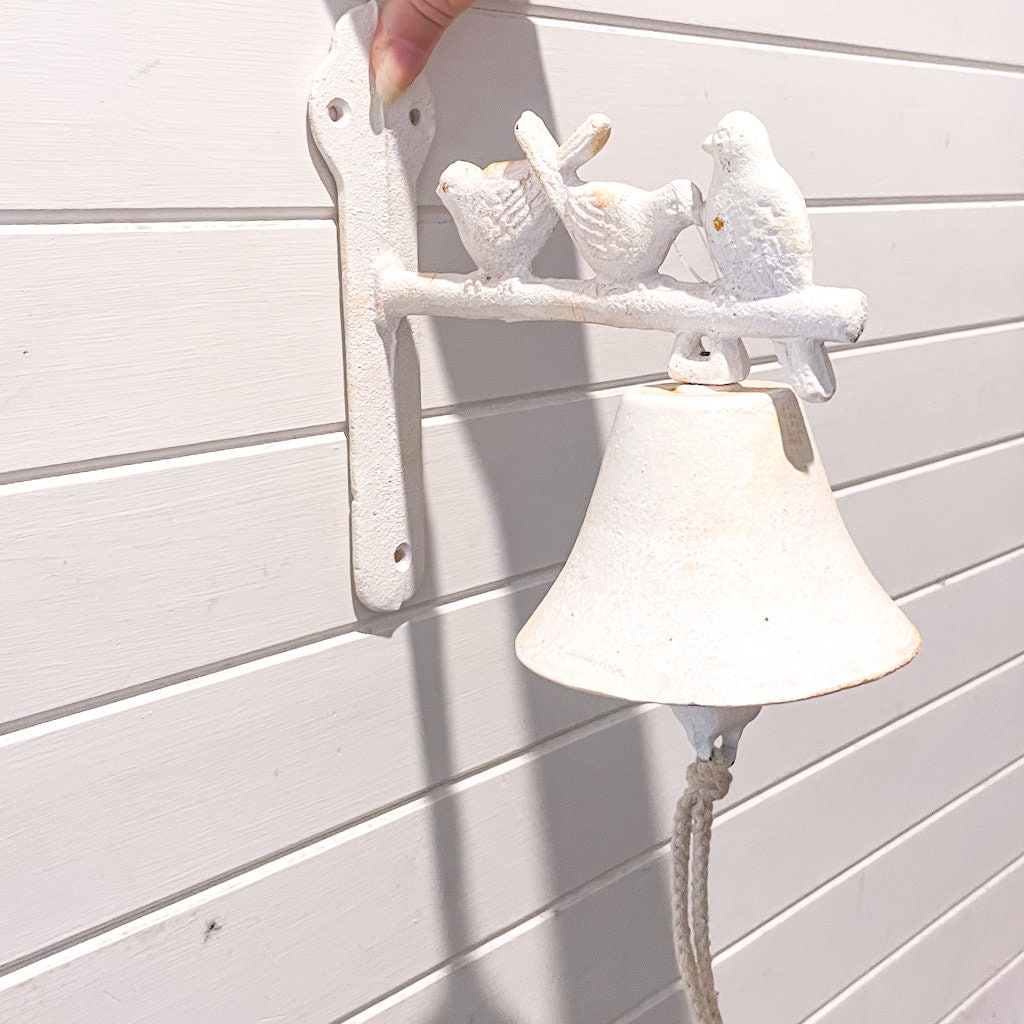 Cast Iron Birds White Washed Vintage Door Bell Wall Hanging / Three ...