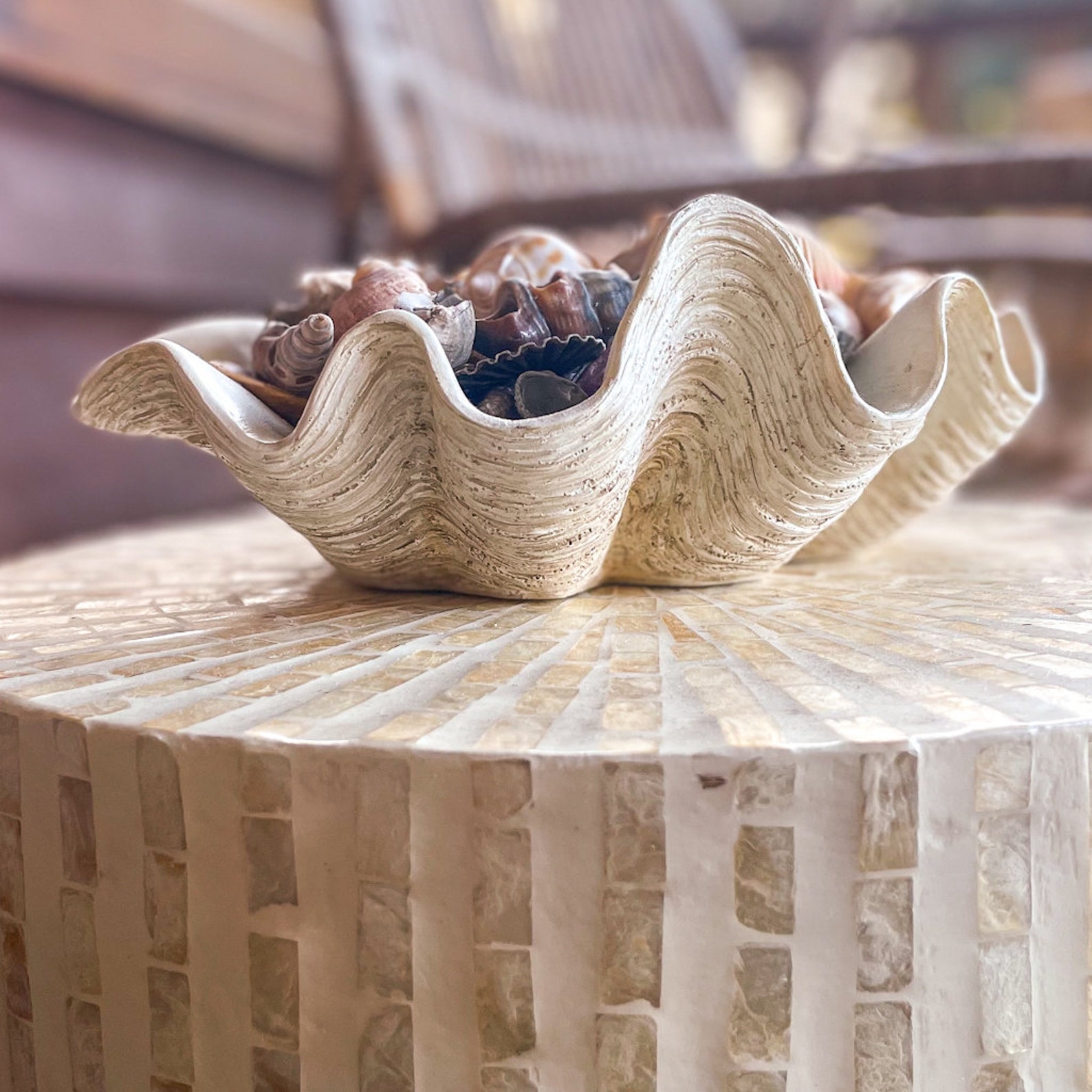 Hand Painted Resin Clam Shell Bowl, Nautical Decor - Etsy