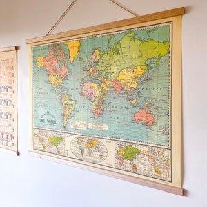 School Vintage Map Chart Poster Print / Optional Oak Hanger Vintage ...