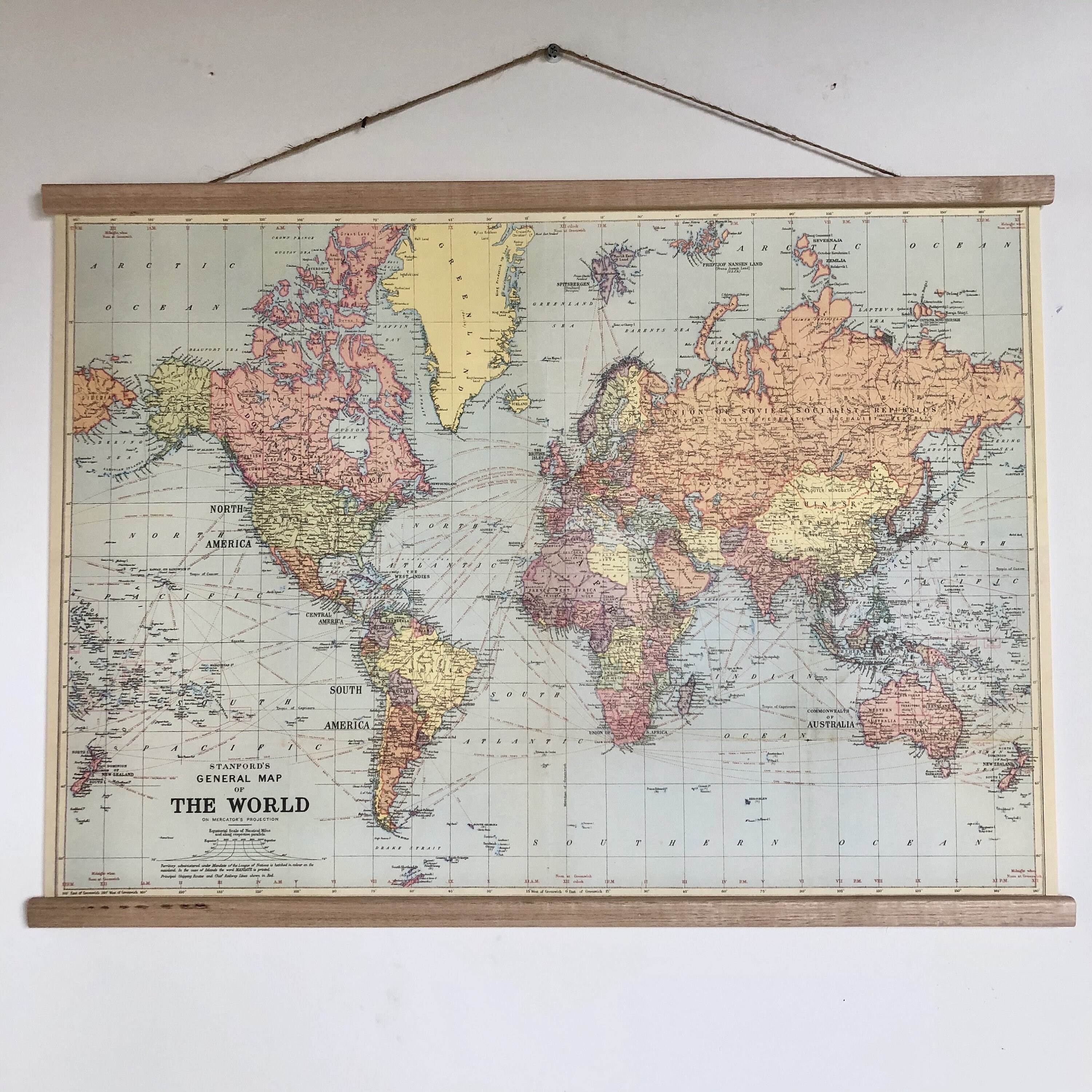 Stanfords Vintage Map Chart Poster Print & Optional Oak Hanger - Etsy UK