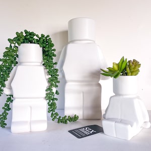 Block Man Planter Pot / Brick Man Vase, Quirky Vase, Fun Unique Planter ...