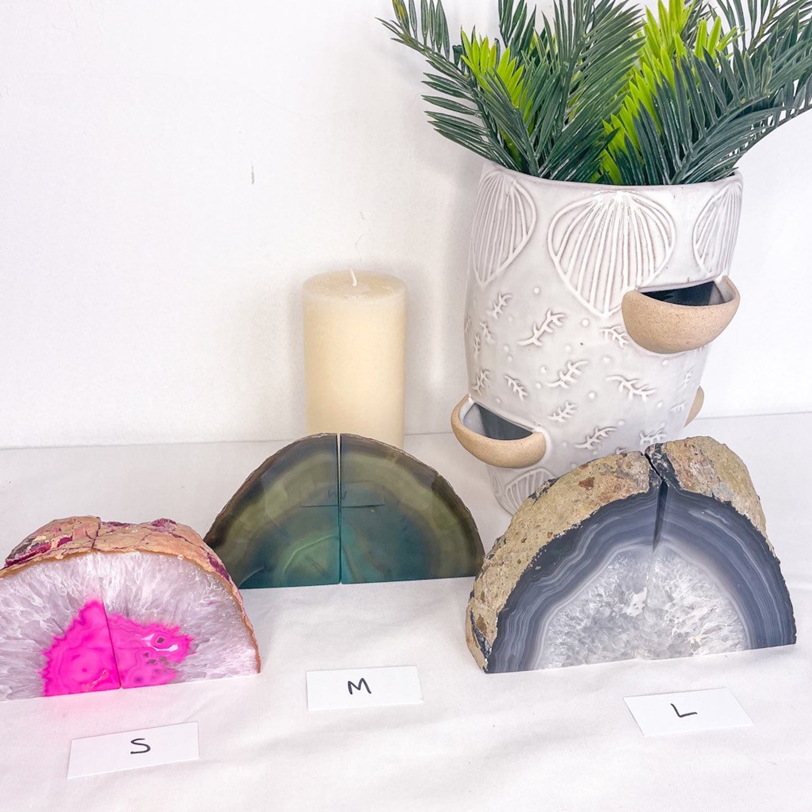 Quartz Crystal Agate Geode Bookends Pair - Etsy