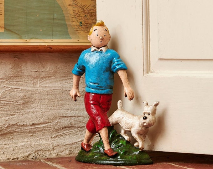 Vintage Tintin Cast Iron Statue / Tintin and Snowy Collectible Statue ...