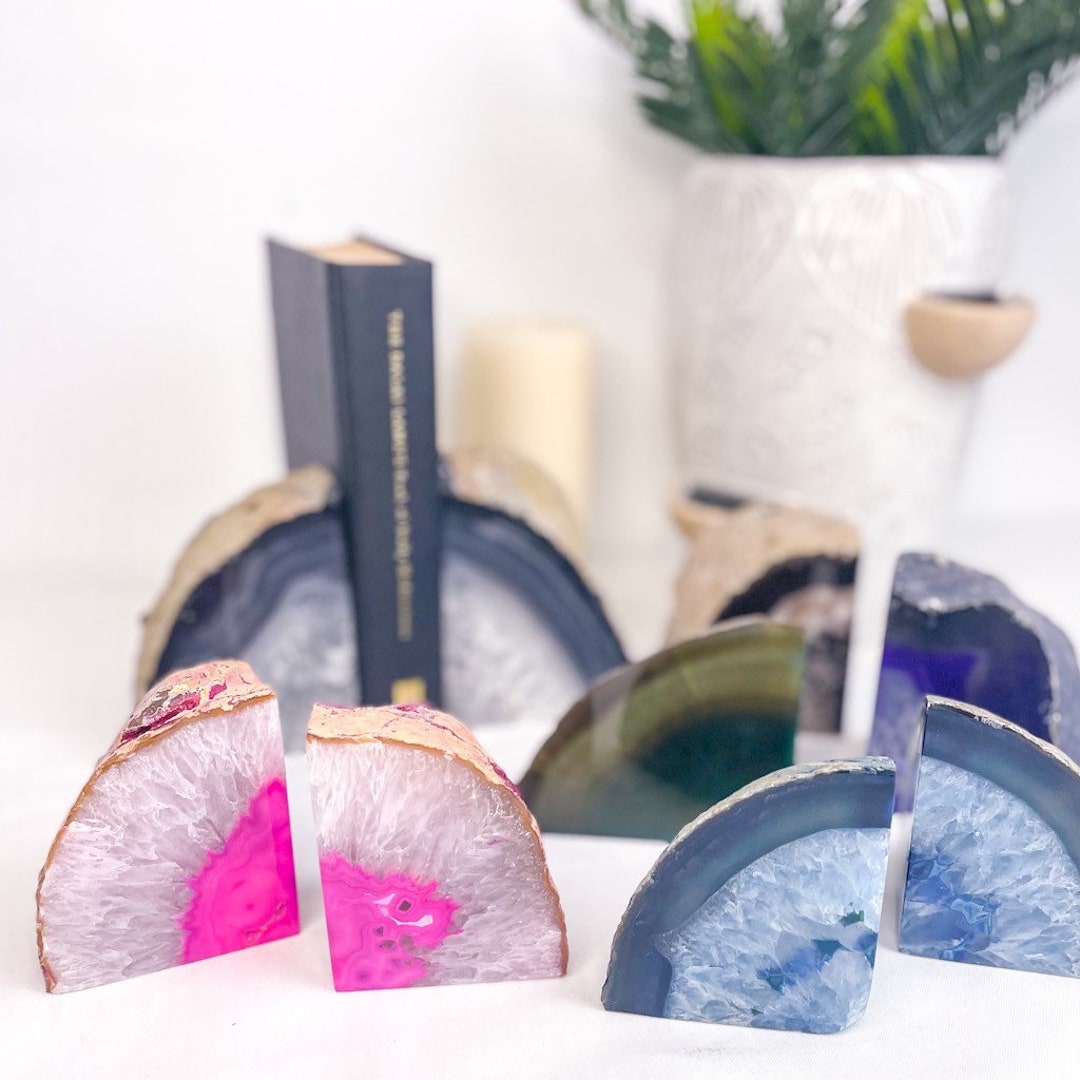 Quartz Crystal Agate Geode Bookends Pair - Etsy