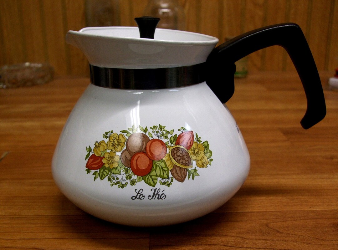 Corning Ware Spice of Life Pattern Le the Tean Six 6 Cup Tea Pot Kettle ...