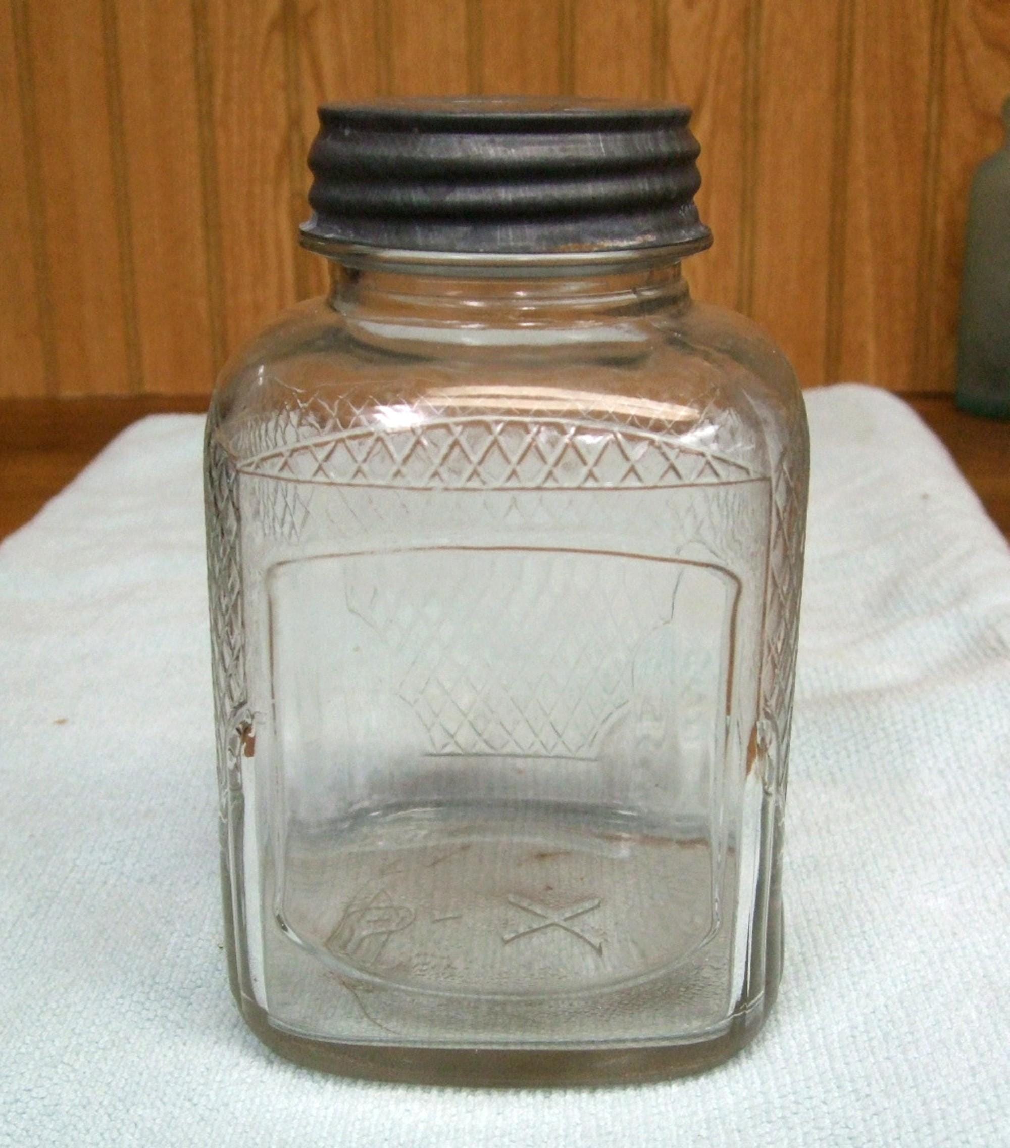 Hoosier Jar Embossed Diamond Pattern Cathedral Corners X on Base 1930 ...