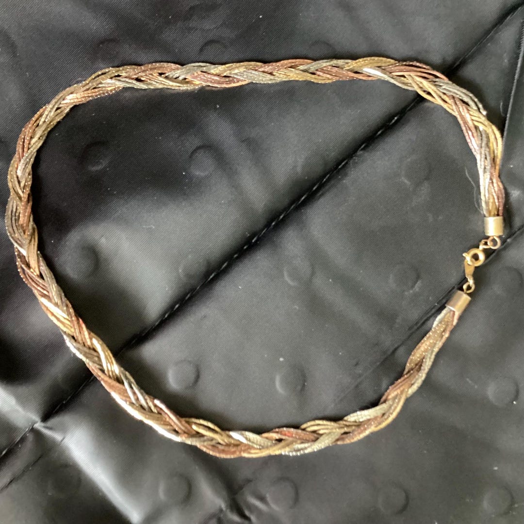 Tri Color Twisted and Braided Herringbone Necklace - Etsy