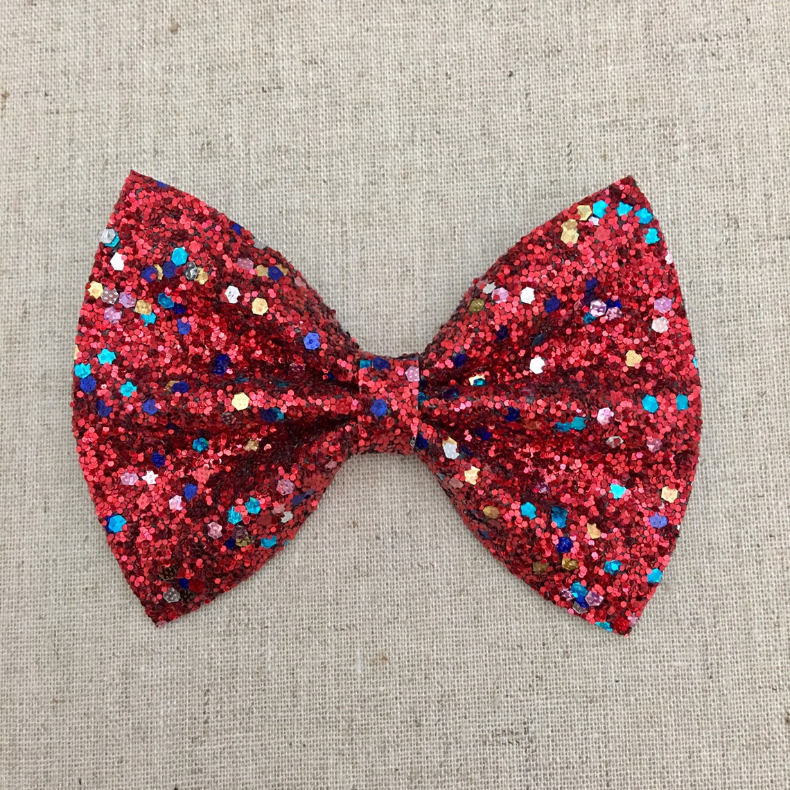 Christmas Red Confetti Glitter Bow Tie Bow Christmas Red - Etsy