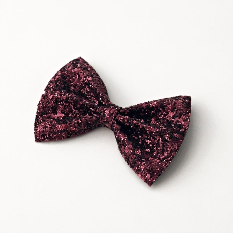 Maroon Glitter Bow Tie Bow Maroon Glitter Hair Bow - Etsy