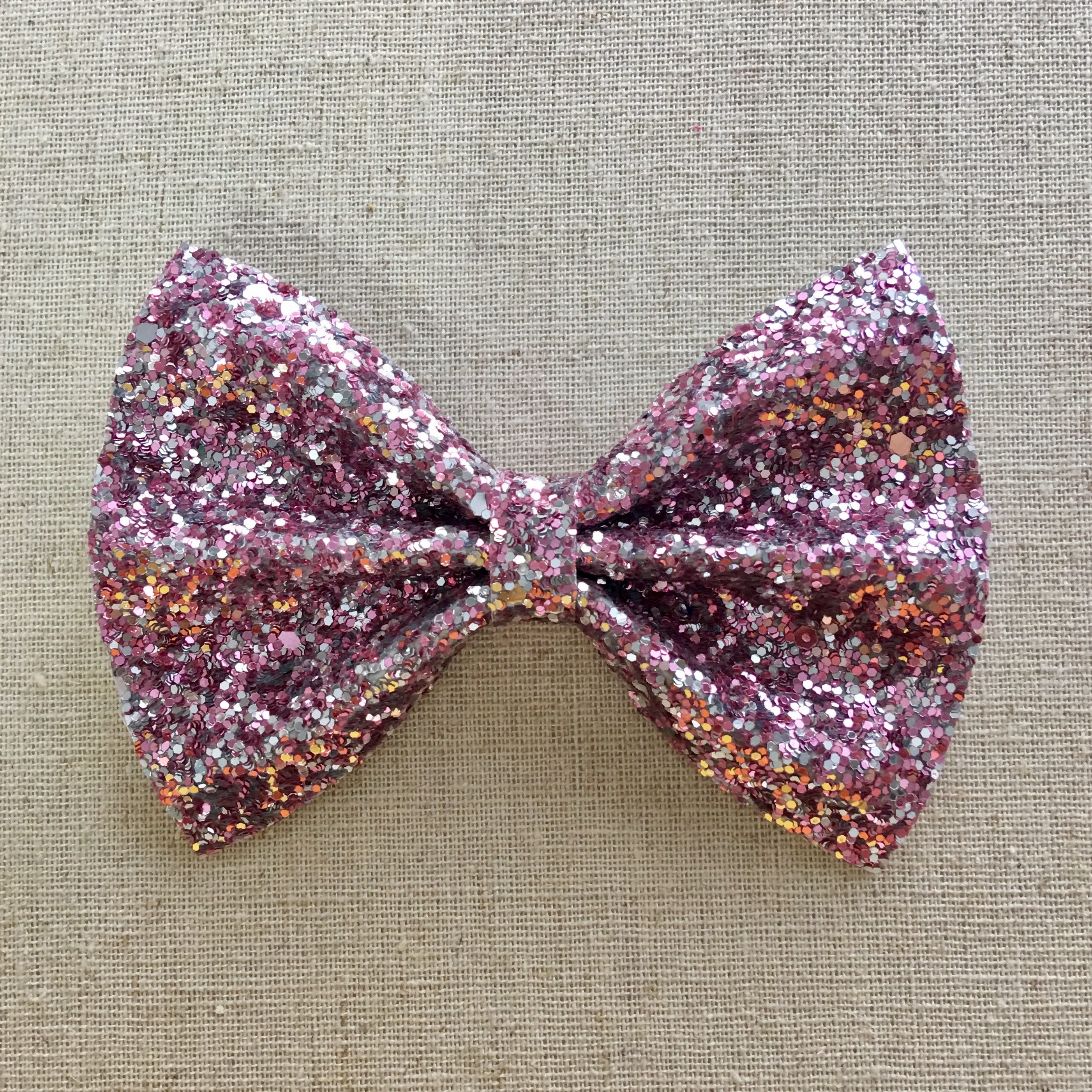 Silver and Pink Glitter Bow Tie Gold and Pink Glitter Hair | Etsy