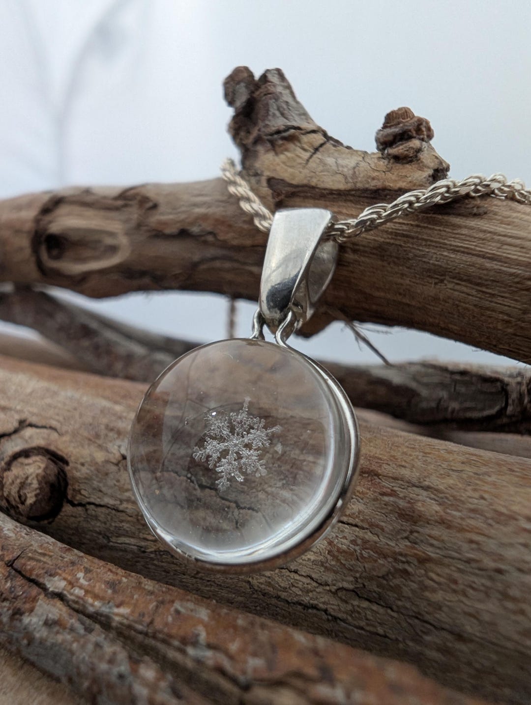 Real Preserved Snowflake™ Pendant Necklace, Captured in New Mexico, 3 ...