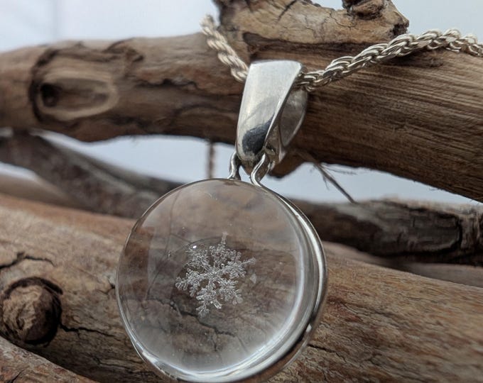 Real Preserved Snowflake™ Pendant Necklace, Captured in New Mexico, 3 ...