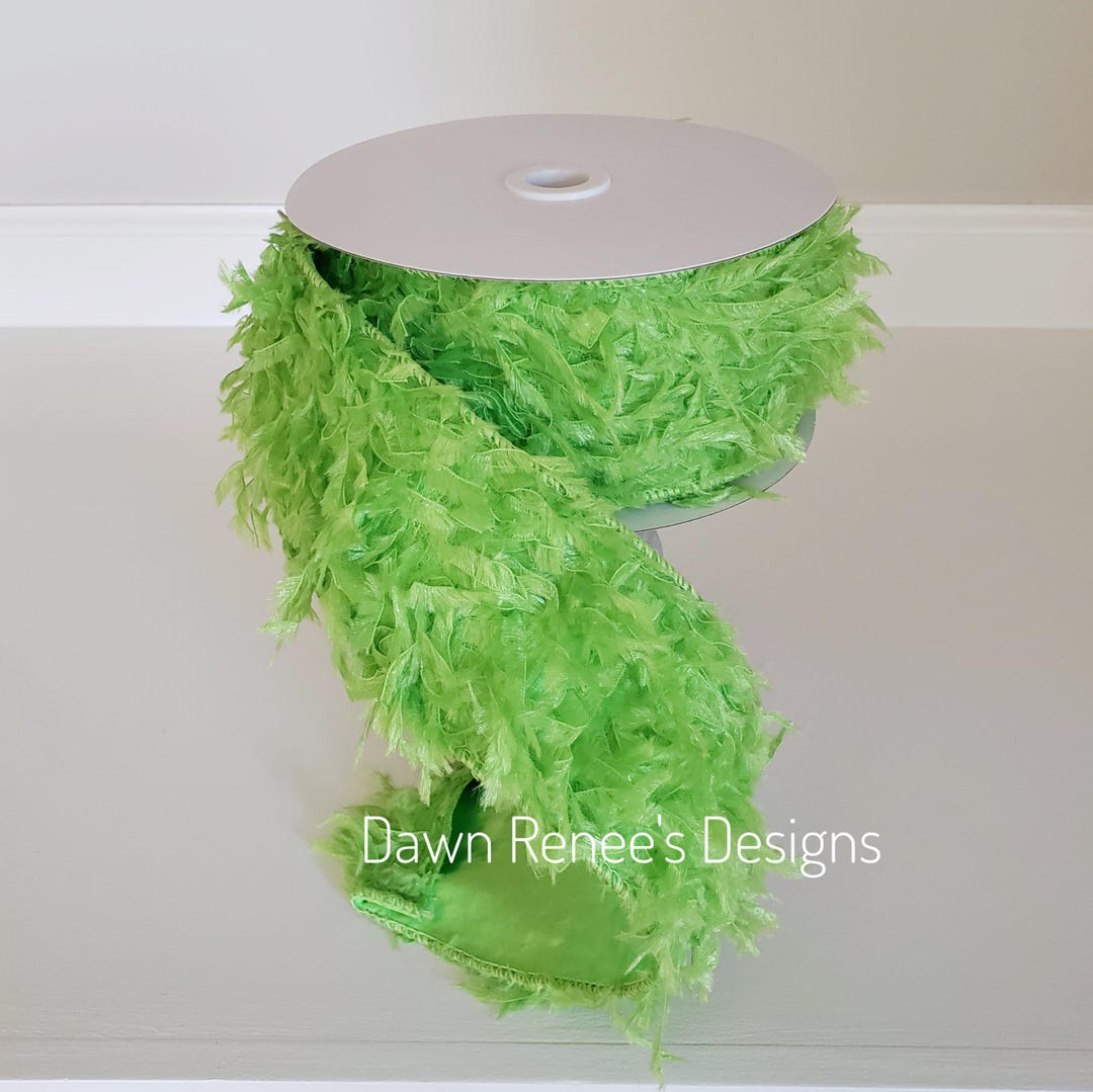Lime Green Fur Ribbon, Christmas Ribbon, Monster Christmas, Mean One, 2 ...