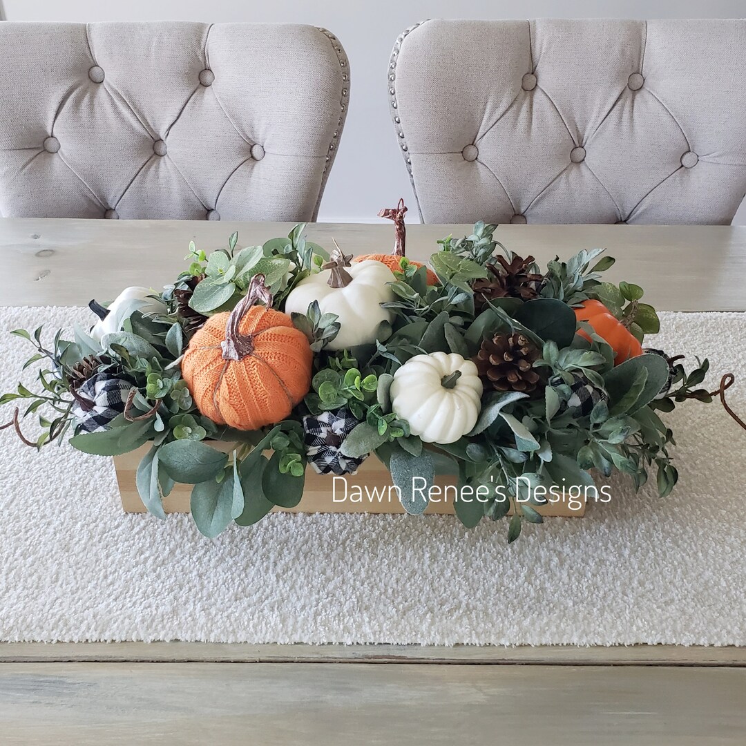Buffalo Check Pumpkin Centerpiece Fall Arrangement Pumpkin - Etsy