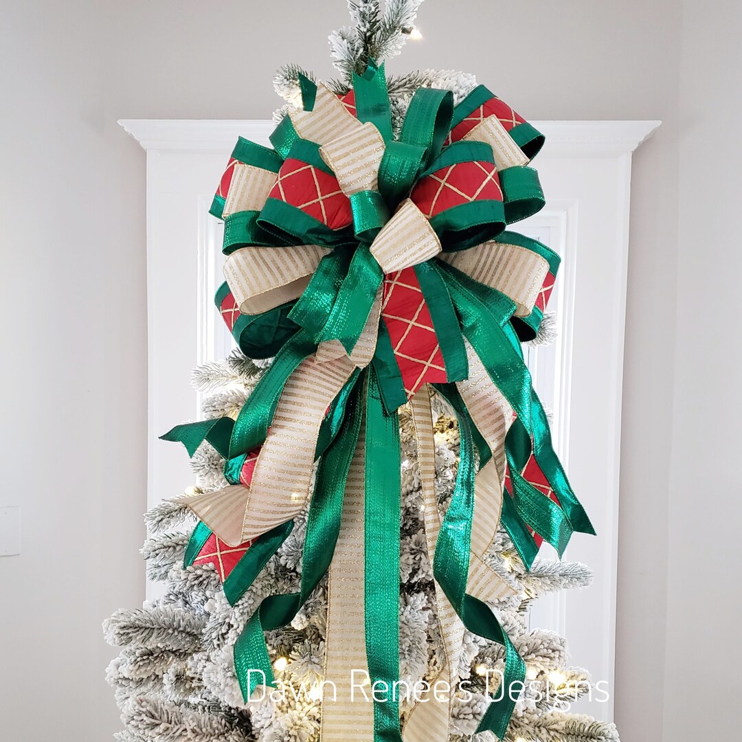 Drummer Boy Christmas Bow, Red Emerald Green Gold, XL Christmas Tree ...