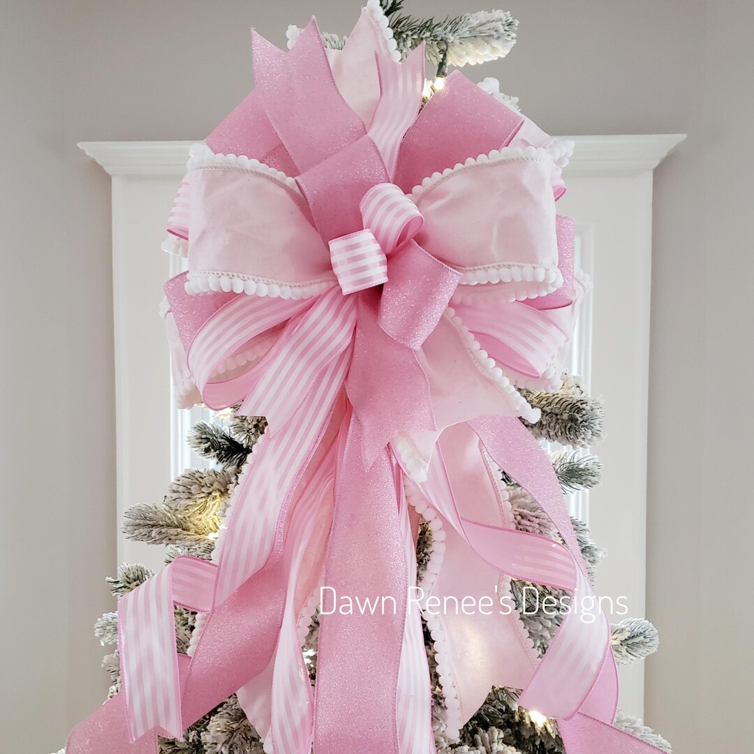 Valentine Tree Topper, Pink Valentines Bow, Pink Bows, Tree Topper Bow ...