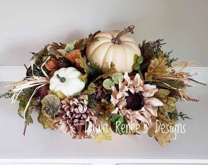 Neutral Fall Centerpiece, Fall Centerpiece for Table, Fall Arrangement ...