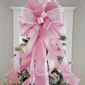 Valentine Tree Topper, Pink Valentines Bow, Pink Bows, Tree Topper Bow ...