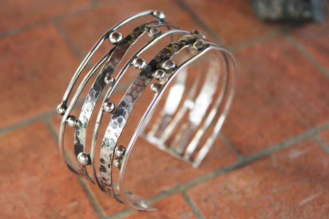 Solid Sterling Silver Bracelet Stacking Bangles artisan | Etsy