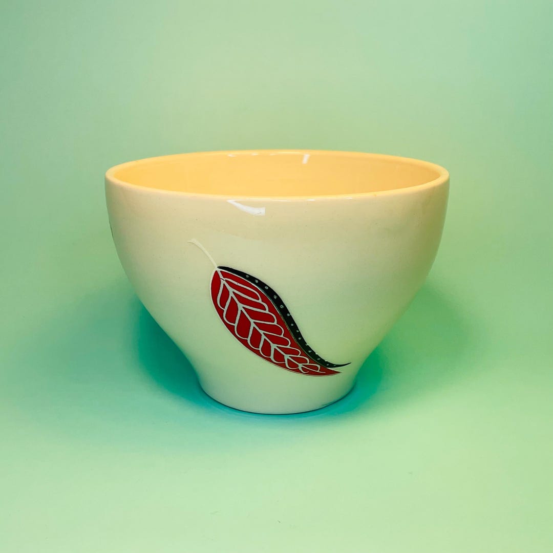 Wade Pagan Sugar Bowl / Red Black Leaf Pattern / 1950s Vintage / Retro ...