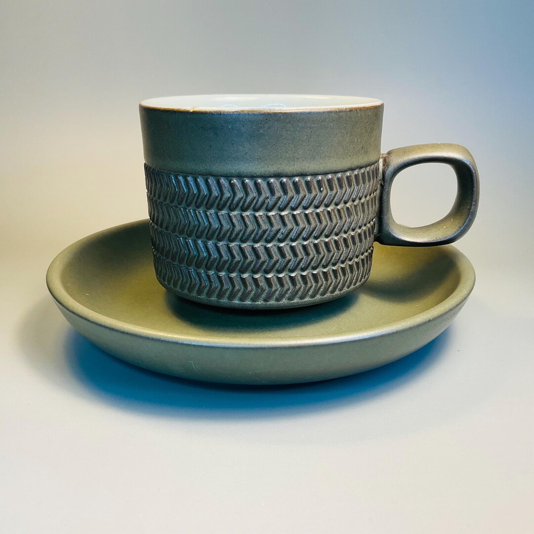 Denby Chevron Cup and Saucer Set / 1960s - 80s Vintage / Retro ...