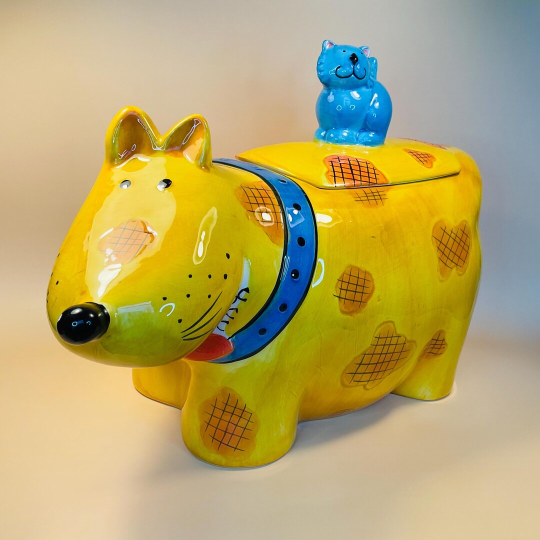 Rayware Large Dog and Cat Ceramic Cookie or Treats Jar / 1990s Vintage ...