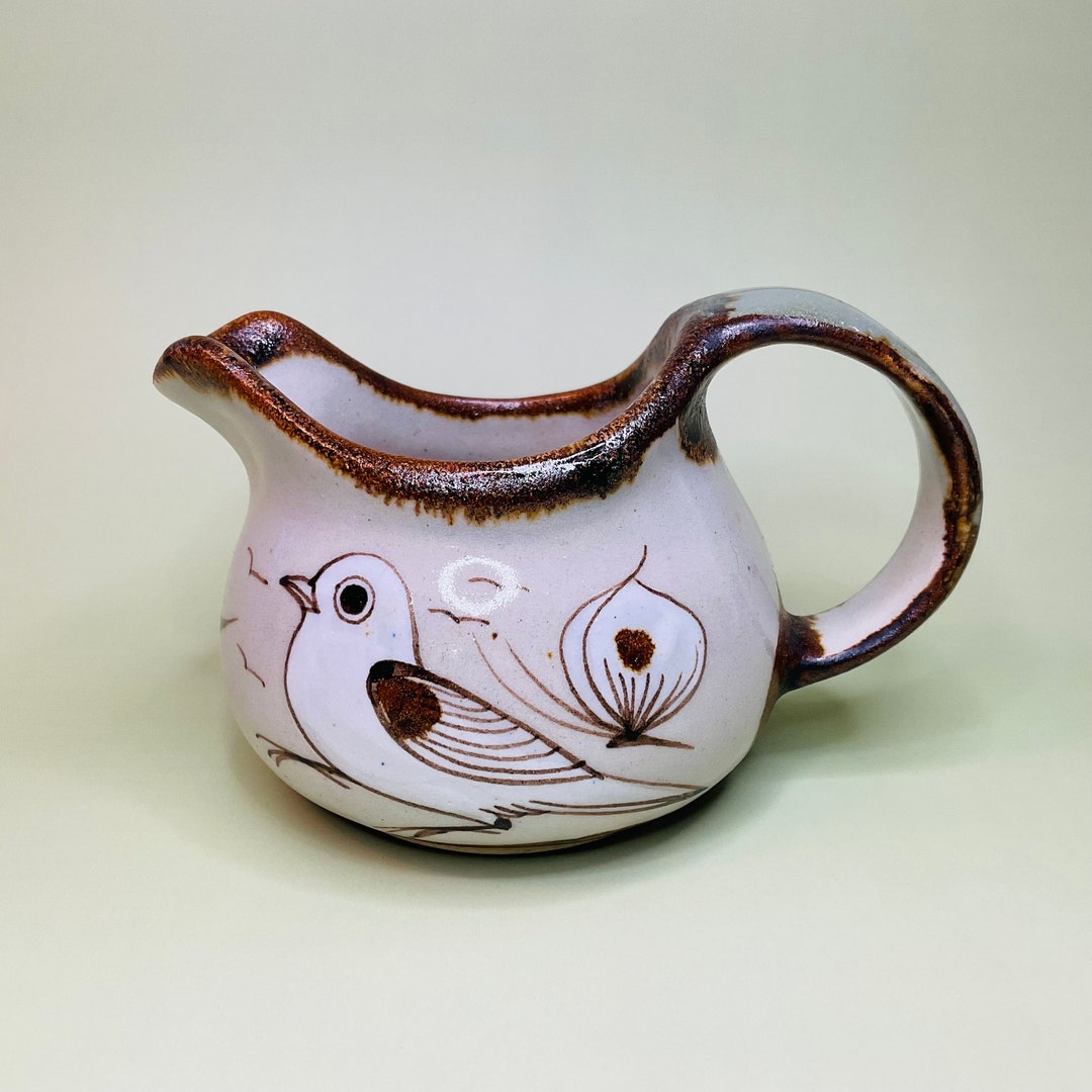 Ken Edwards Tonala Mexico Bird and Flower Milk Jug Creamer ...