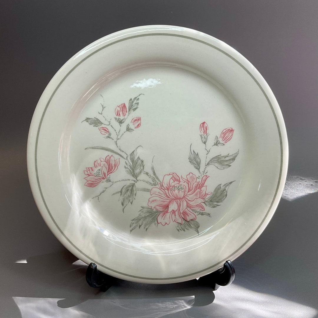 EIT Pink and Grey Floral Side Tea Plates / 1980s Vintage / Retro ...