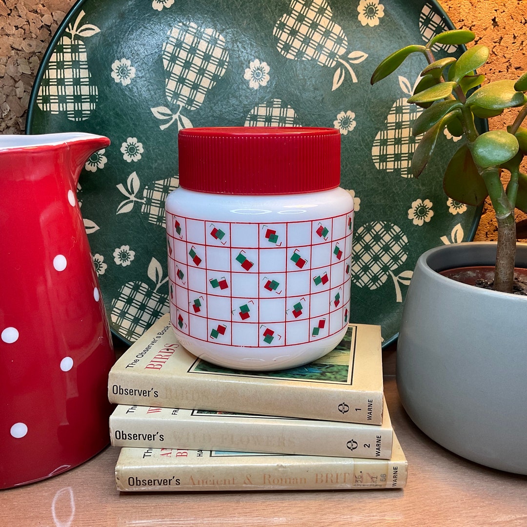 Vintage 1980s Milk Glass Storage Jars / Red and Green - Etsy
