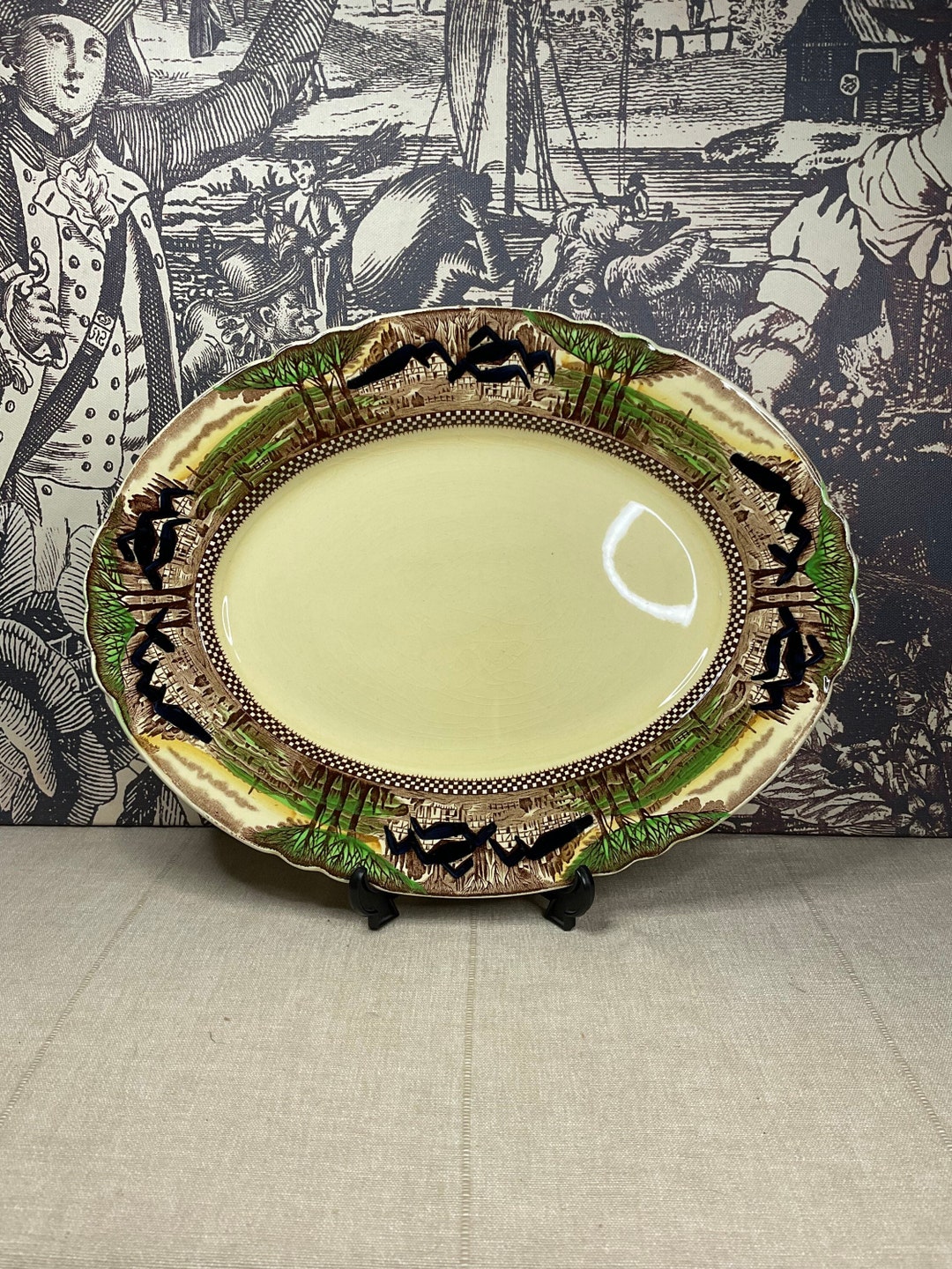 1930s Vintage Myott and Sons English Countryside Oval Serving Platter ...
