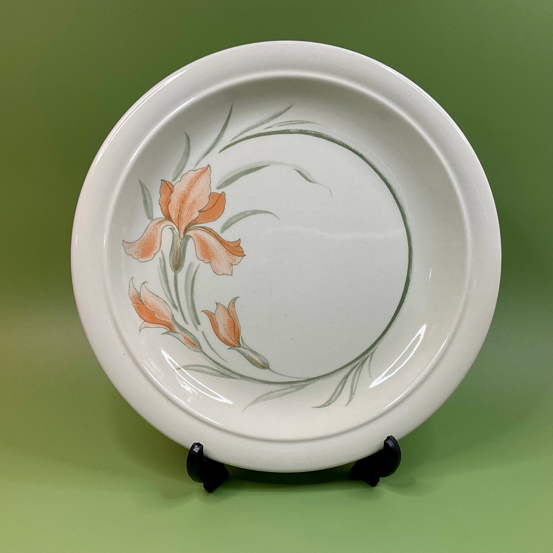 Biltons Coloroll Saffron Salad Plate Peach & Sage Green Iris Pattern ...