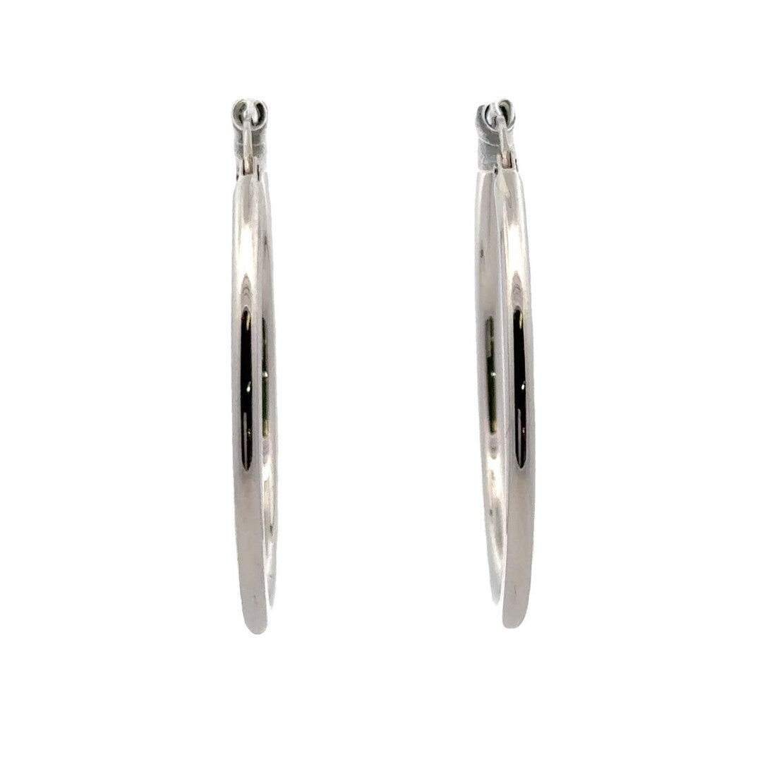 Roberto Coin Modern 18 Karat White Gold Medium Hoop Earrings - Etsy