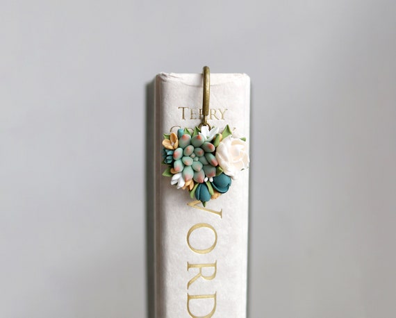 Succulent Bookmark Cactus Bookmark Book Lover Gift Polymer - Etsy