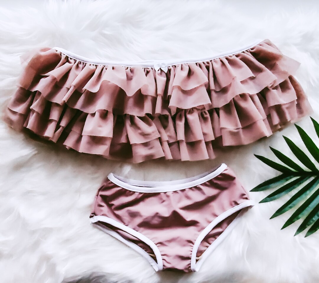Women's off the Shoulder Ruffle Bikini// Blush Pink - Etsy