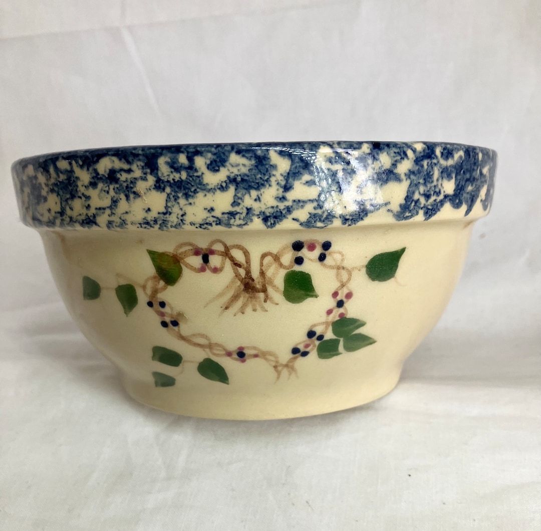 Alpine Pottery Roseville Small Mixing Bowl Artist Signd Heart Wreath ...