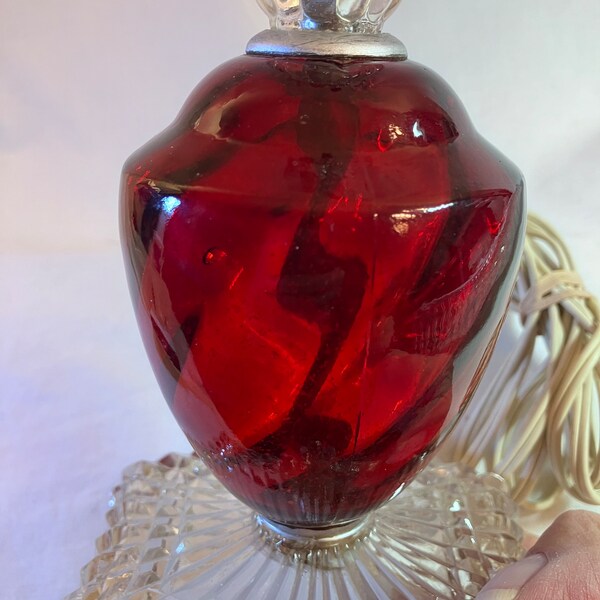 Red Glass Lamp - Etsy