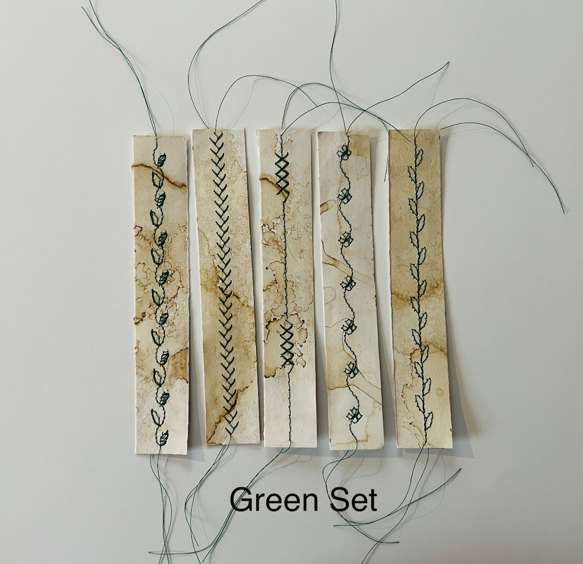 Coffee Dyed Paper Strips With Stitching - Ephemera/embellishments for ...