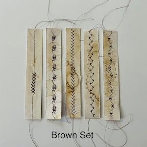 Coffee Dyed Paper Strips With Stitching - Ephemera/embellishments for ...
