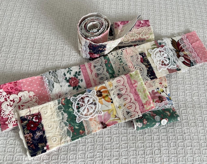 Vintage Fabric and Lace Snippet Roll for Mixed Media, Collage, Junk ...