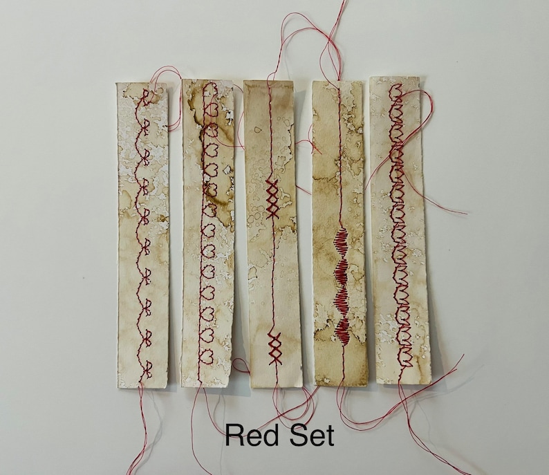 Coffee Dyed Paper Strips With Stitching - Ephemera/embellishments for ...