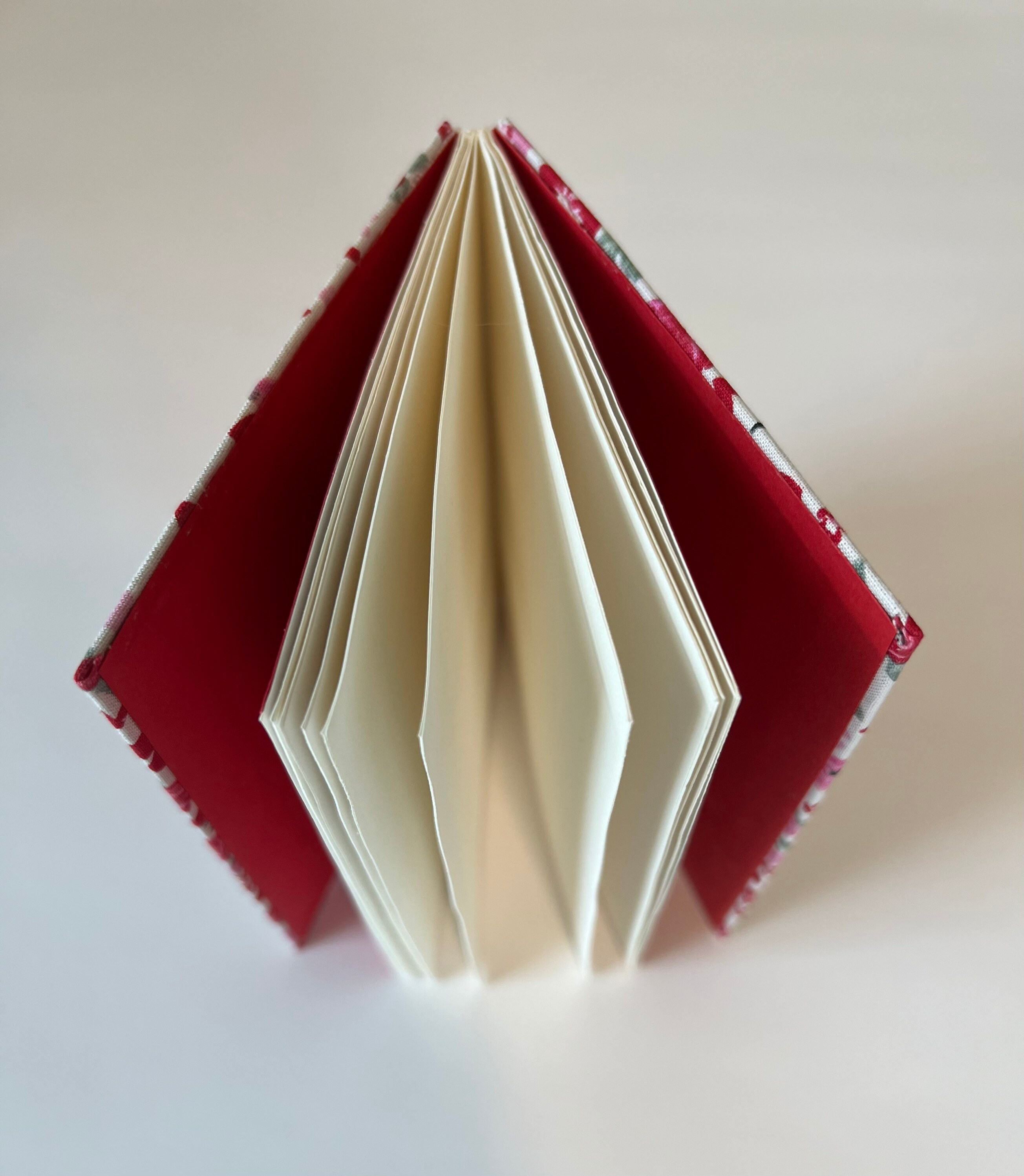 Pink and Red Flowers Fabric Covered Lay Flat Art / Mixed Media Journal ...