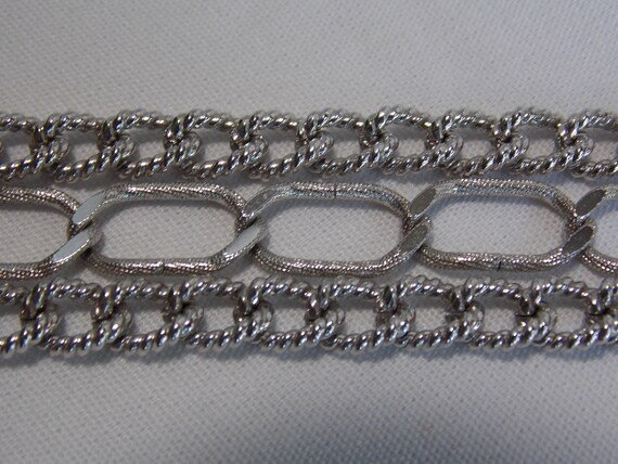 Vintage MONET Brushed Silver Multi Chain Bracelet wit… - Gem
