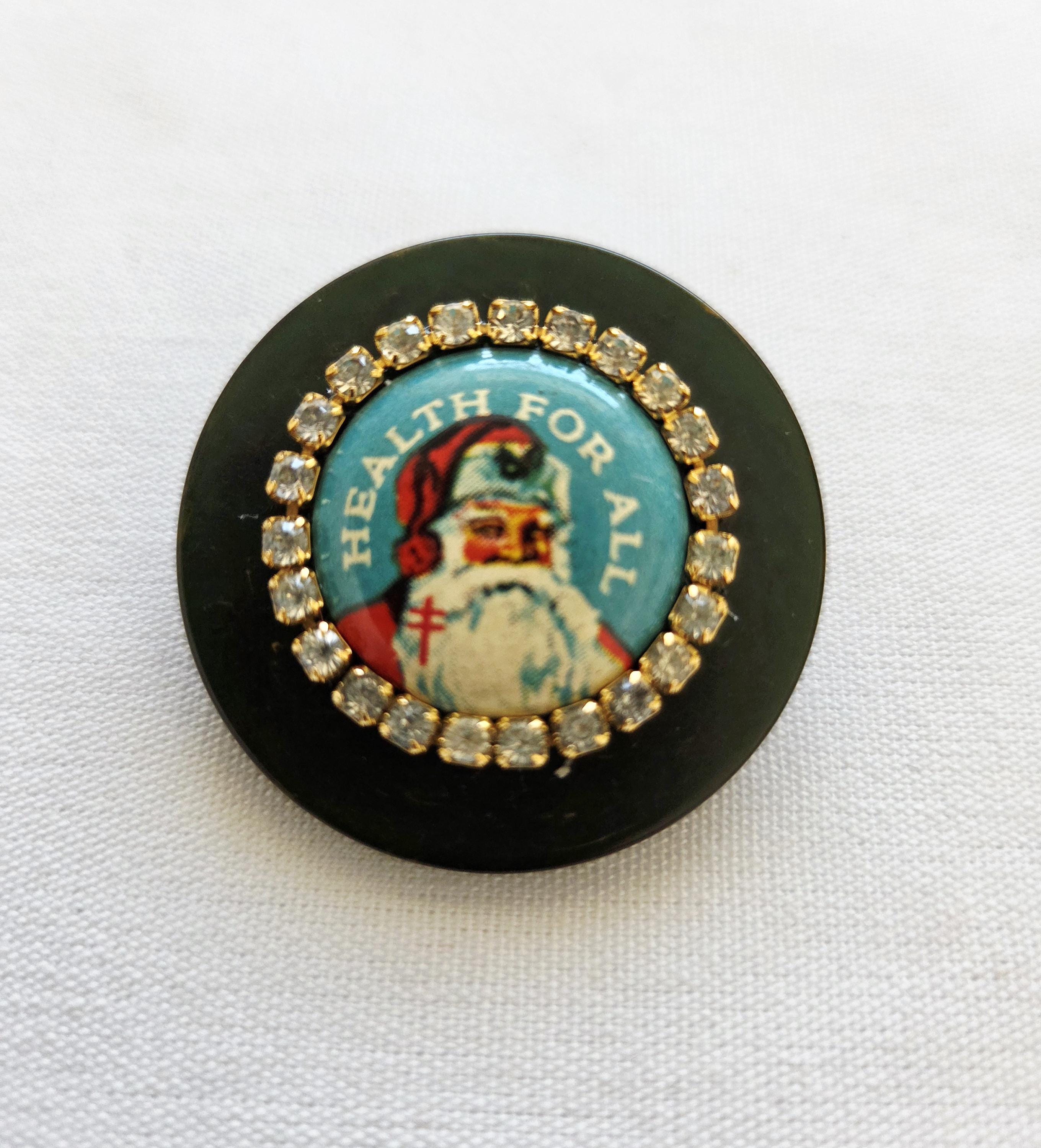 Bakelite Pin With Vintage Santa Tuberculosis Pinback - Etsy