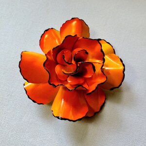 Vintage Orange Yellow Enamel Flower Pin Large 2 1/4 Inches - Etsy