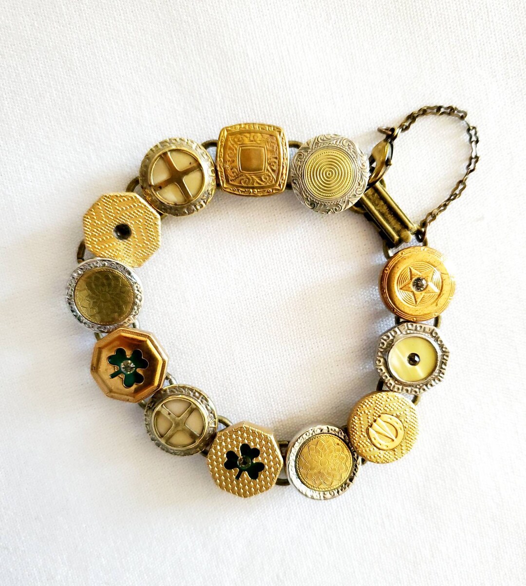 Antique Cufflink Bracelet With Art Deco Silver and Gold Snap Cufflinks ...