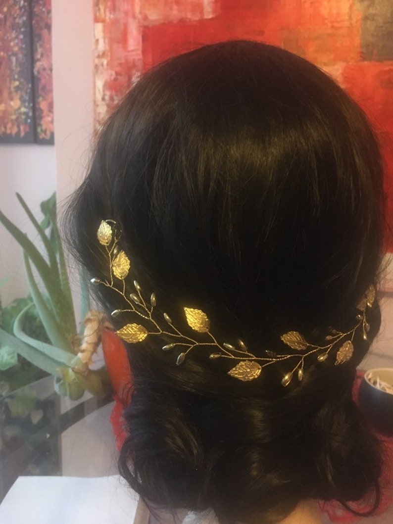 Bridal Hair Vine Greek Style Hair Piece Gold Headband Leaf | Etsy