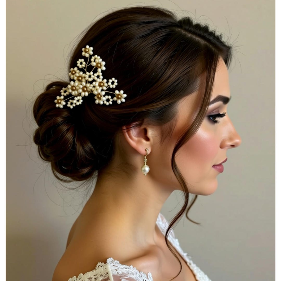 Bridal Hair Comb With Flowers Wedding Hairpiece Floral Prom Accessory ...