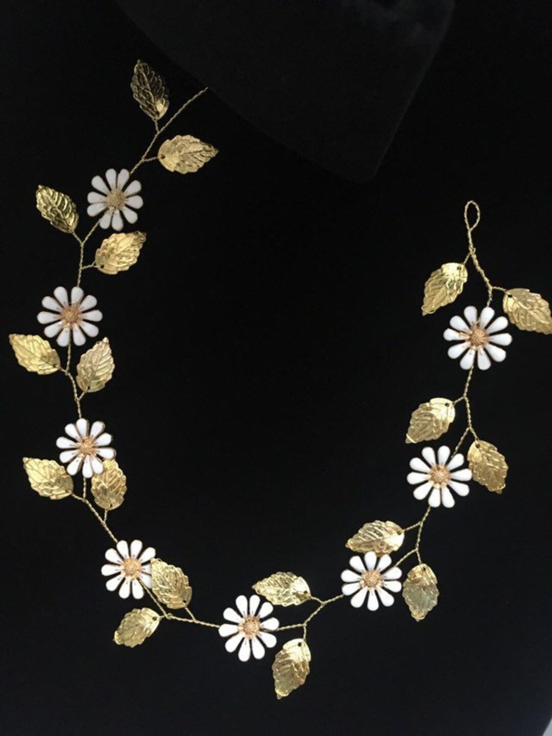 Daisy Bridal Hair Vine: Gold Leaf Wedding Hairpiece First Communion ...