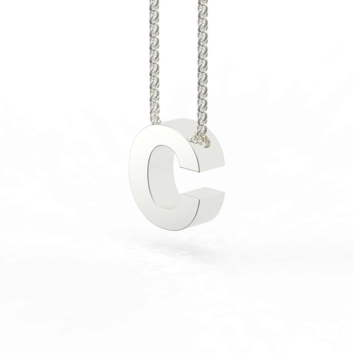 Letter C Alphabet Charm Necklace in Sterling Silver - Etsy